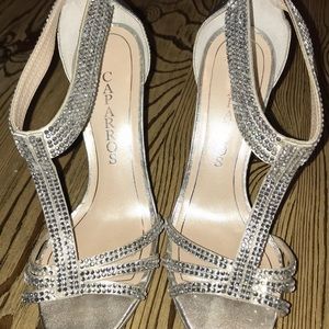 Caparros | Shoes | Silver Heels With Stones | Poshmark